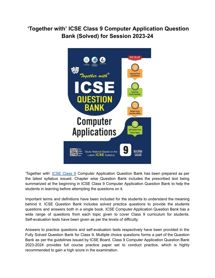 PPT Together With ICSE Class 9 Computer Application Question Bank PPT Together With ICSE Class 9 Computer Application Question Bank