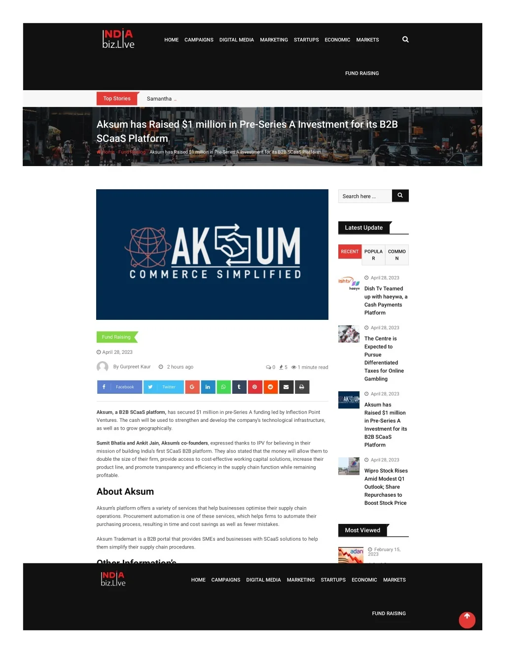 PPT - indiabiz-live-aksum-has-raised-1-million-in-pre-series-a-investment-for-its-b2b-scaas ...