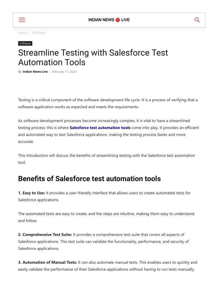 Ppt Streamline Testing With Salesforce Test Automation Tools Powerpoint Presentation Id 12131996