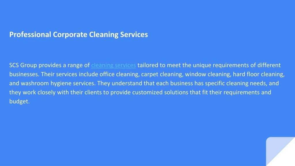 PPT - Satisfy Your Cleaning Needs with SCS Group’s Professional ...