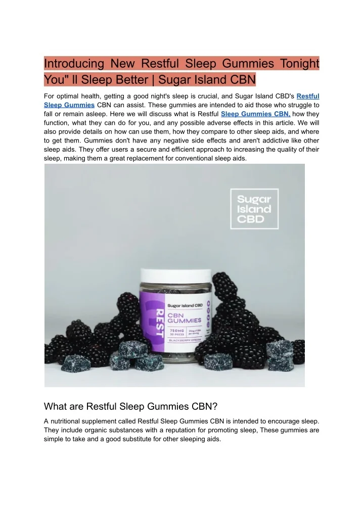 PPT - Introducing New Restful Sleep Gummies Tonight You- ll Sleep ...