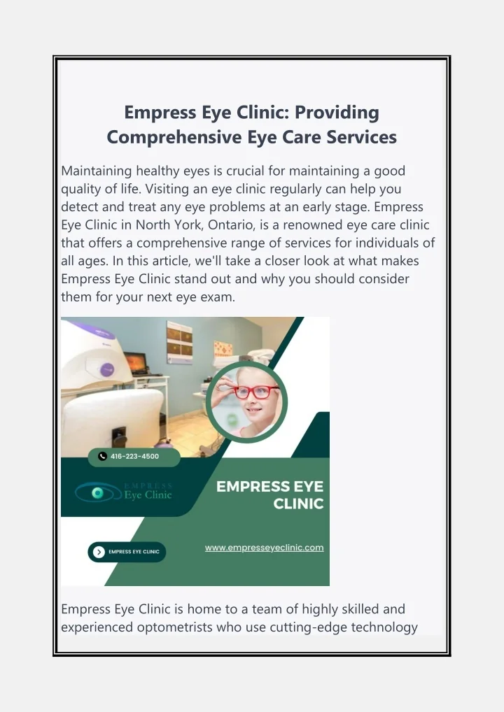 PPT - Empress Eye Clinic: Providing Comprehensive Eye Care Services ...