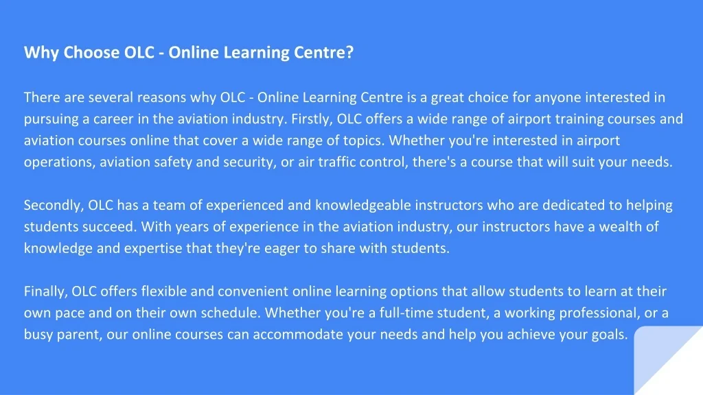 PPT - Take Your Career to New Heights with OLC's Airport Training ...