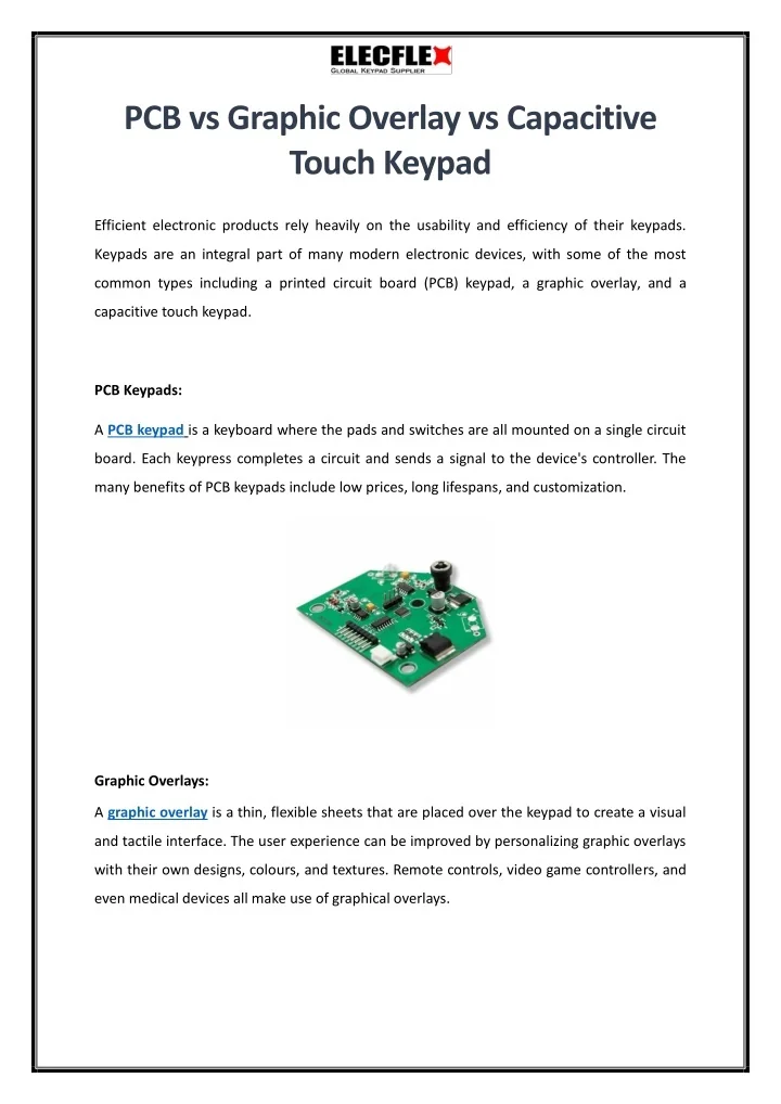 PPT - PCB vs Graphic Overlay vs Capacitive Touch Keypad PowerPoint ...
