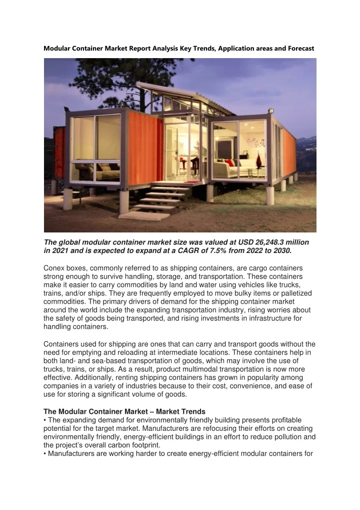PPT - Modular Container Market Report Analysis Key Trends, Application ...