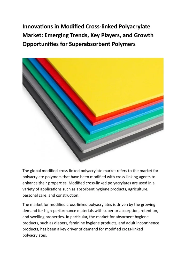 PPT - Modified Cross-linked Polyacrylate Market PowerPoint Presentation ...