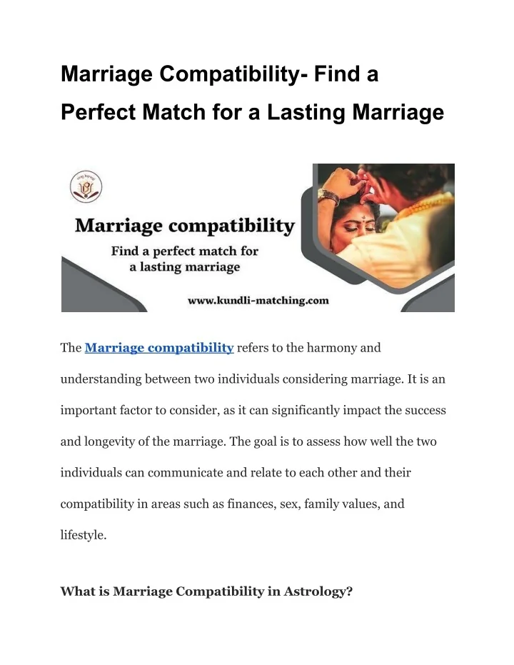 PPT - Marriage Compatibility- Find a Perfect Match for a Lasting ...