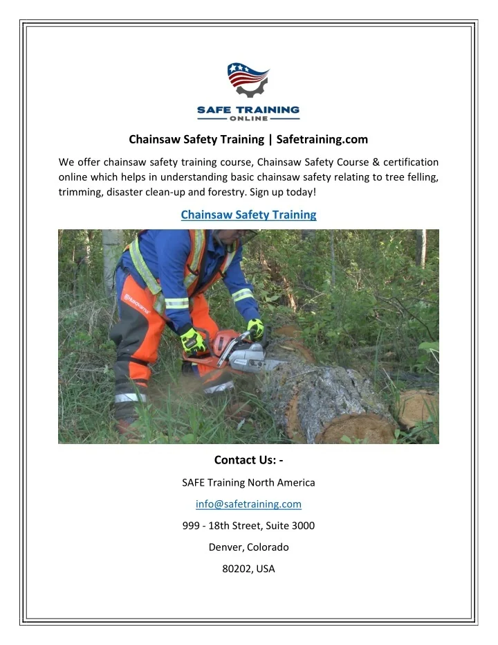 PPT - Chainsaw Safety Training Safetraining.com PowerPoint Presentation ...