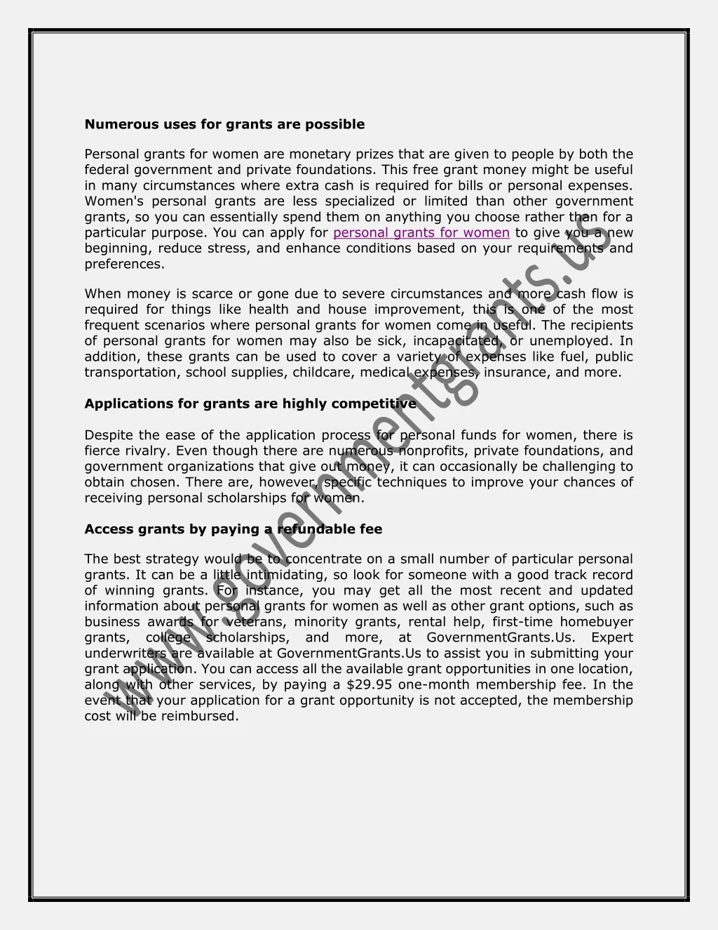 PPT - There are personal grants available for women to meet a range of ...