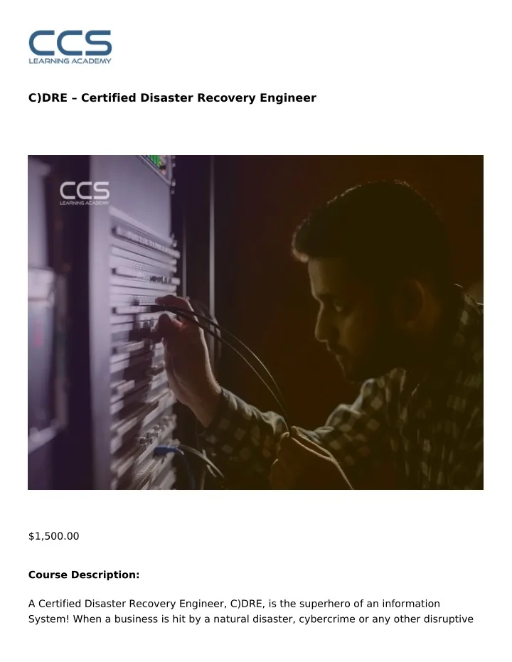 PPT - Certified Disaster Recovery Engineer PowerPoint Presentation ...