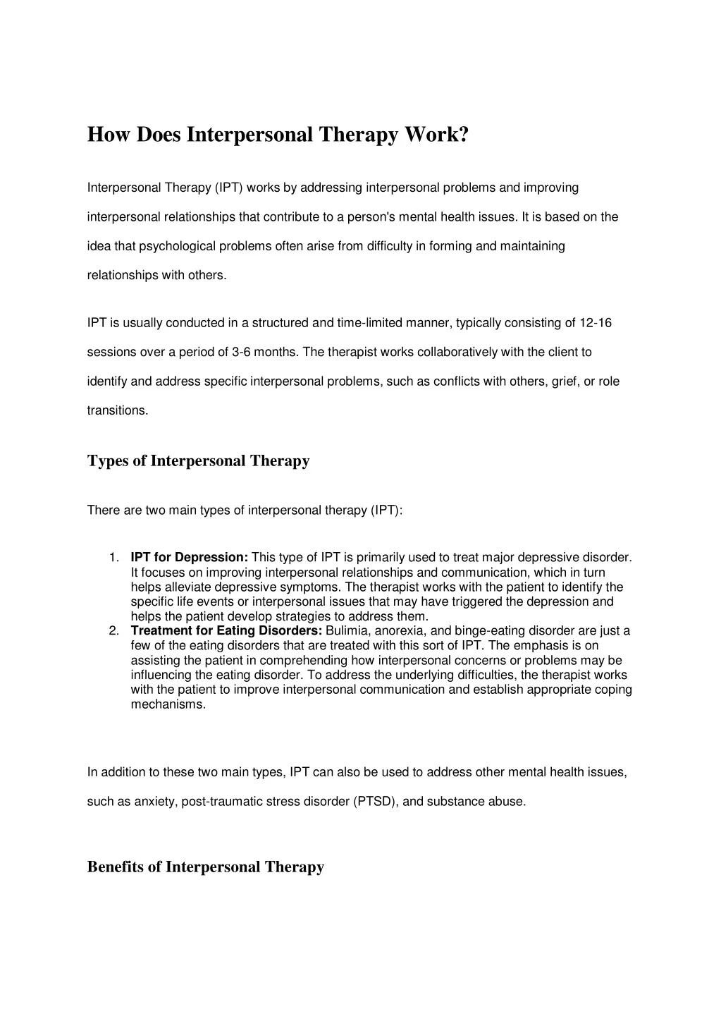 PPT - The Benefits of Interpersonal Therapy 3 may 23 PowerPoint ...