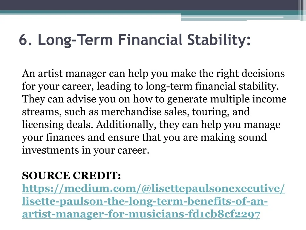PPT - Lisette Paulson — The Long-Term Benefits of an Artist Manager for ...