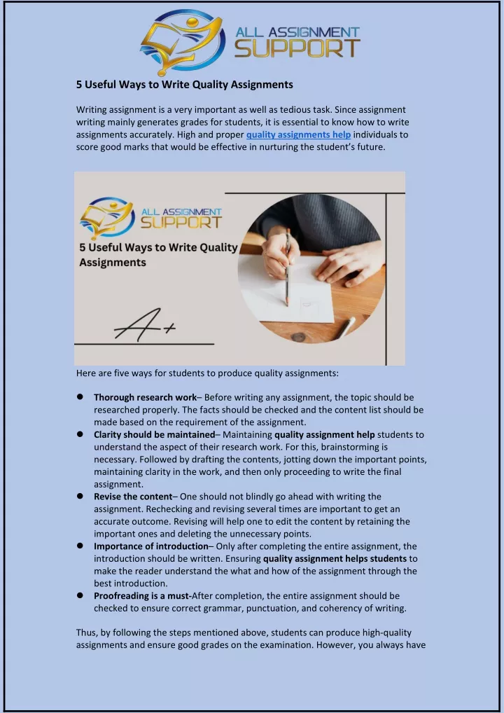 PPT - 5 Useful Ways to Write Quality Assignments PowerPoint ... PPT - 5 Useful Ways to Write Quality Assignments PowerPoint ...