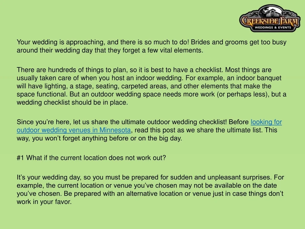 PPT - The Ultimate Outdoor Wedding Checklist Everyone Needs! PowerPoint ...