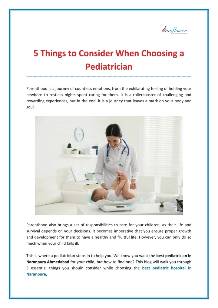 PPT - 5 Things to Consider When Choosing a Pediatrician PowerPoint ...