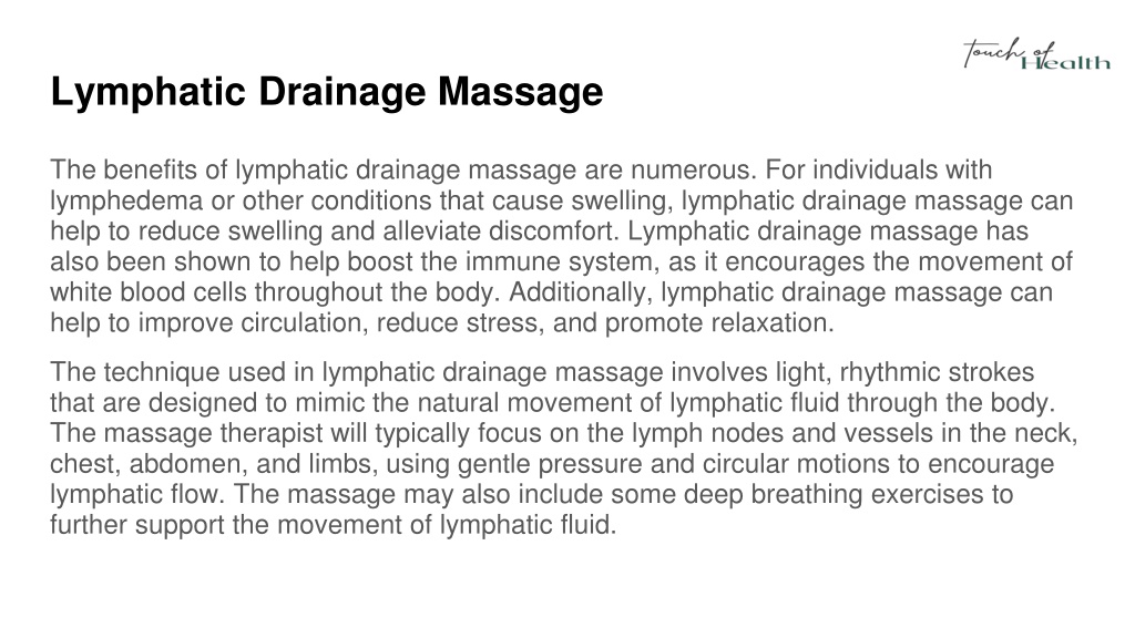 Ppt Lymphatic Drainage Massage Powerpoint Presentation Free Download