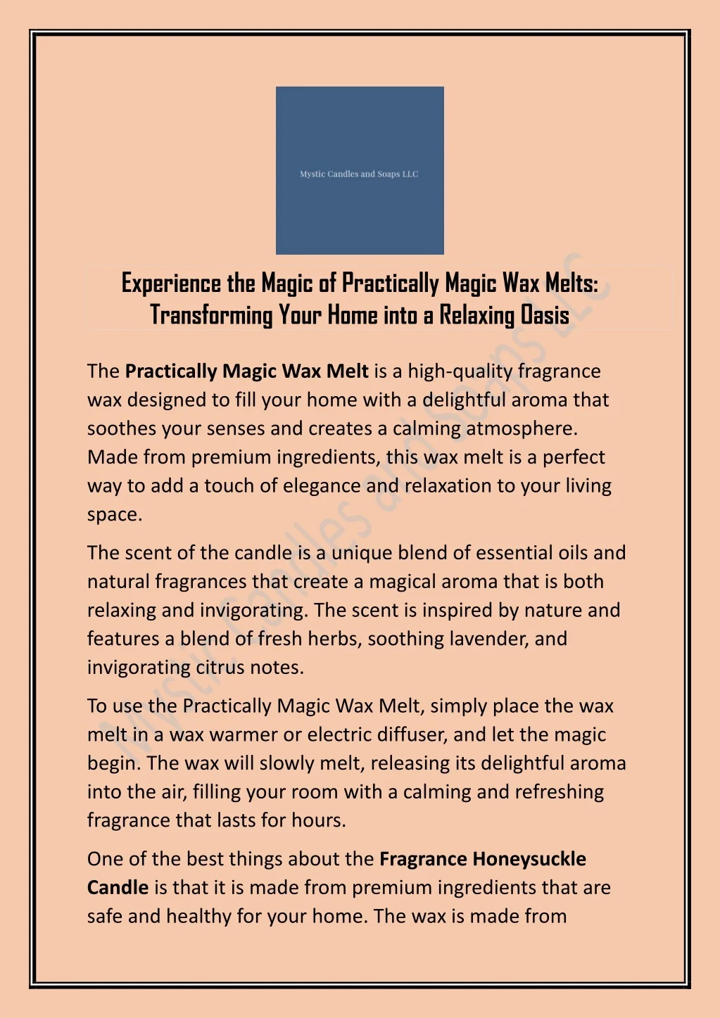 PPT - Mystic Candles and Soaps LLC Sells Practically Magic Wax Melt PowerPoint Presentation - ID ...