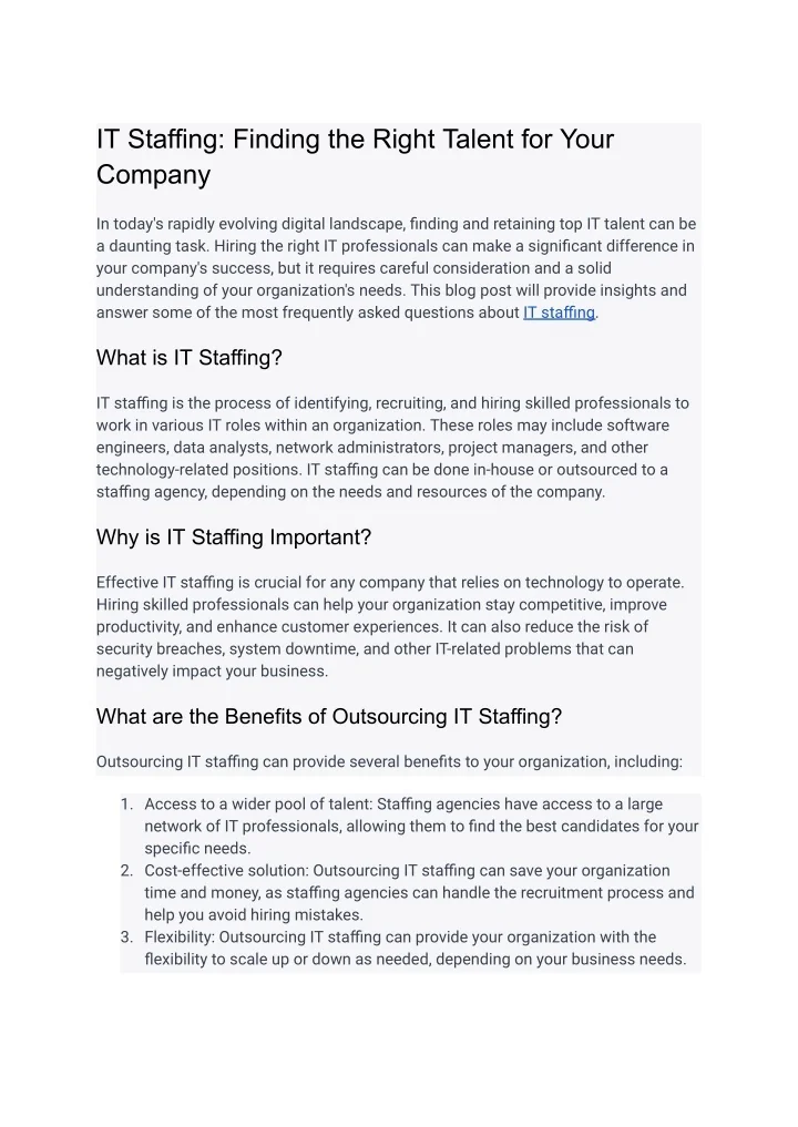 PPT - IT Staffing_ Finding the Right Talent for Your Company PowerPoint ...