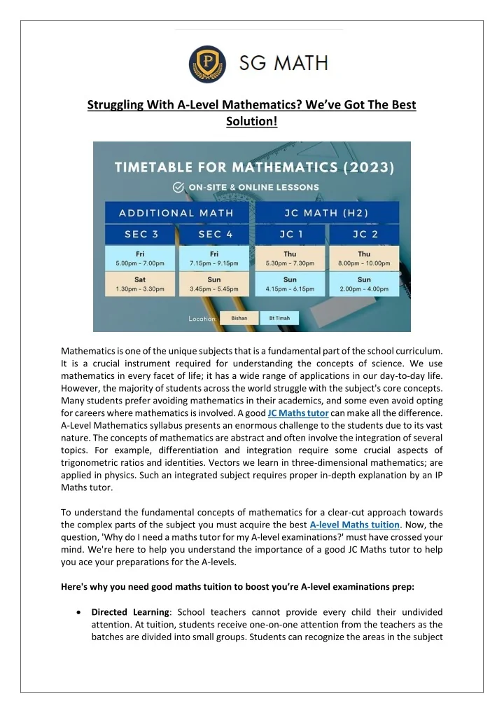 PPT - Struggling With A-Level Mathematics? We’ve Got The Best Solution ...