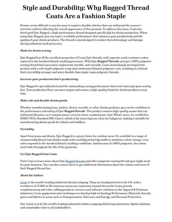 PPT - Style and Durability_ Why Rugged Thread Coats Are a Fashion ...