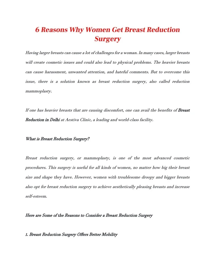 PPT - 6 Reasons Why Women Get Breast Reduction Surgery PowerPoint ...