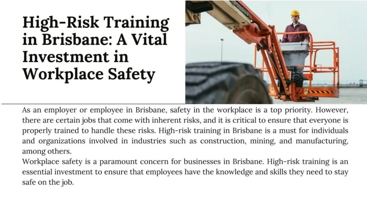 PPT - High Risk Training in Brisbane A Vital Investment in Workplace ...