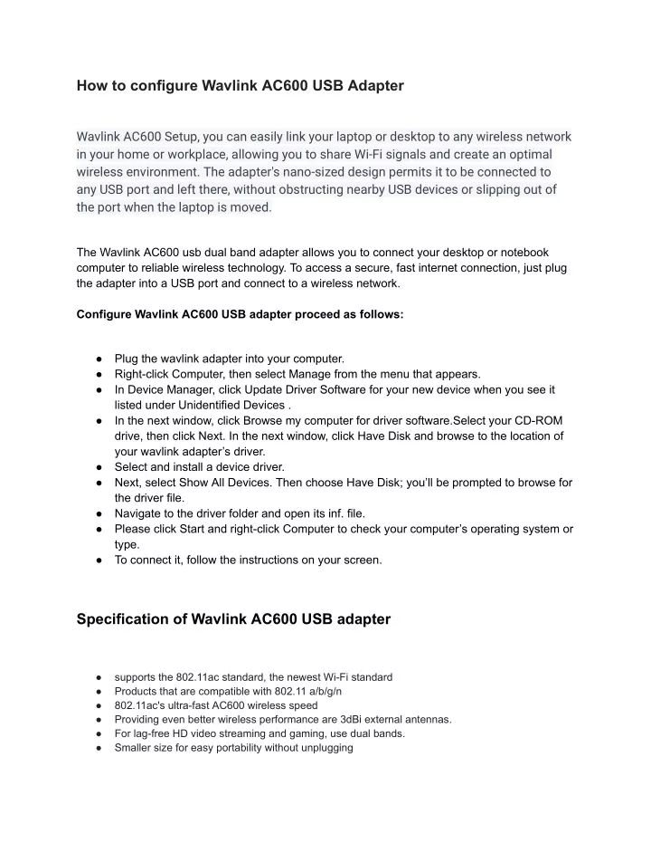 PPT - How to configure Wavlink AC600 USB Adapter PowerPoint ... PPT - How to configure Wavlink AC600 USB Adapter PowerPoint ...