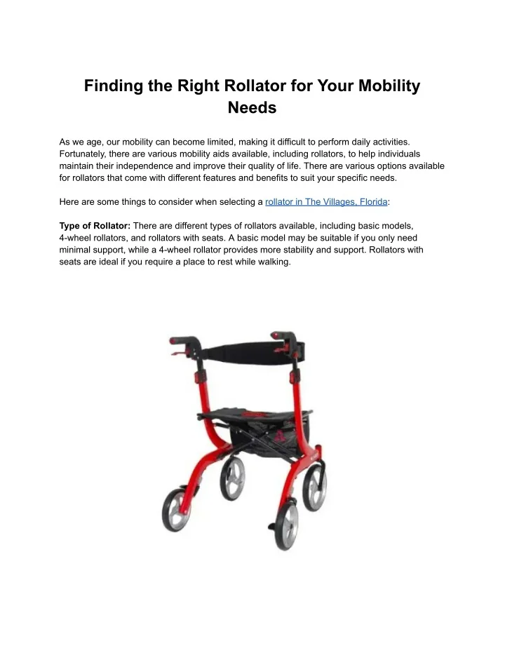 PPT - Finding the Right Rollator for Your Mobility Needs PowerPoint ...
