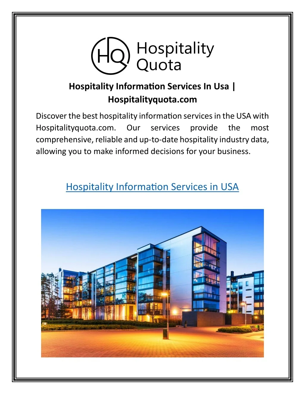 PPT - Hospitality Information Services In Usa HoHospitality ...