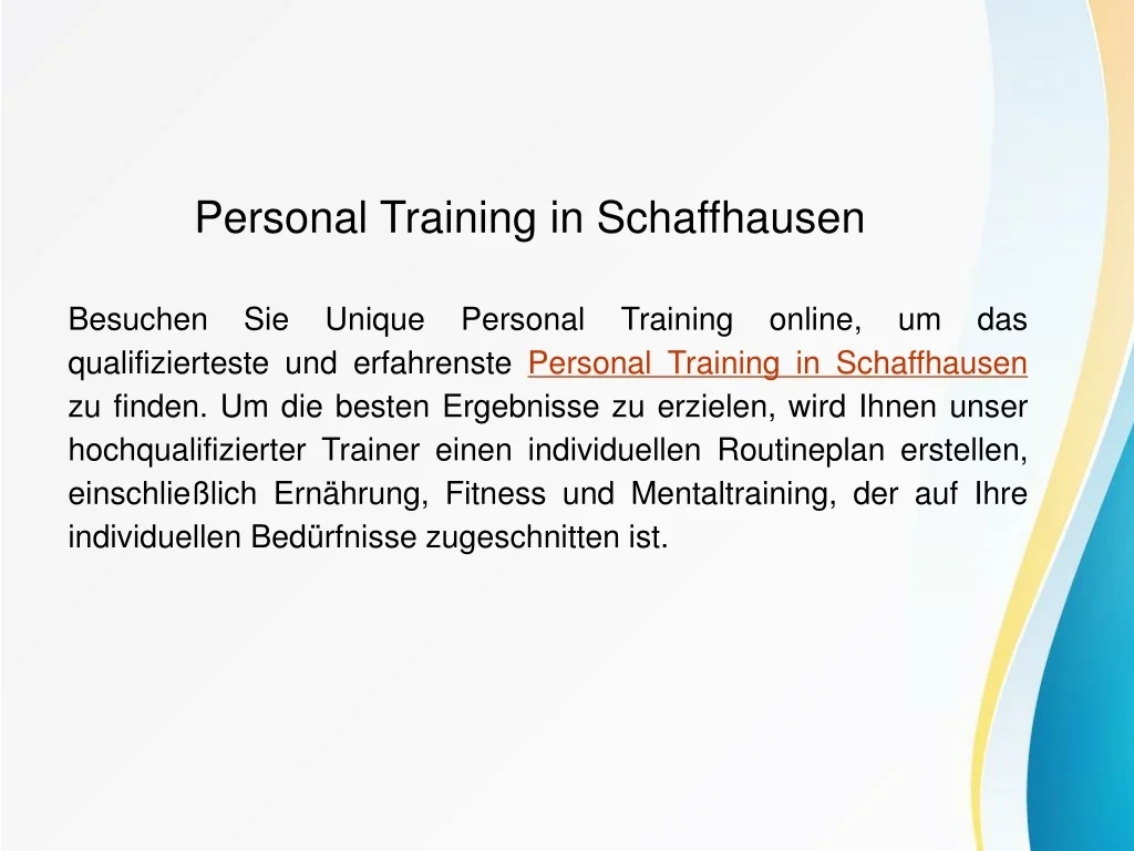 PPT - Erhalten Sie ein professionelles und effektives Personal Training ...