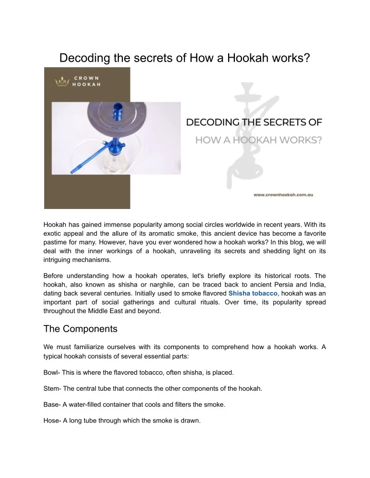 PPT - Decoding the secrets of How a Hookah works PowerPoint ...