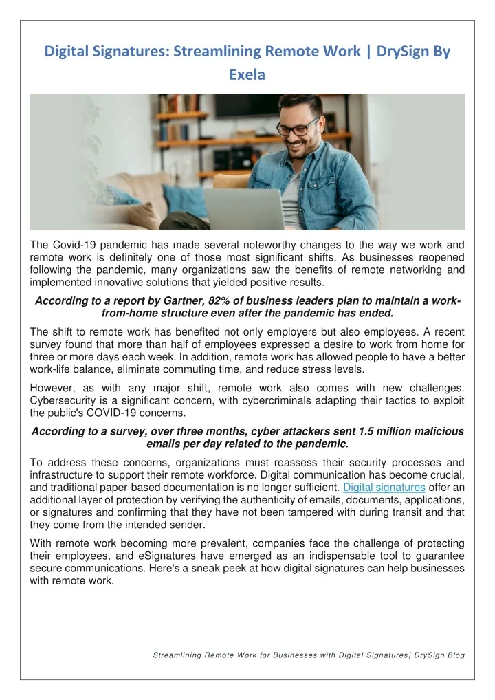 PPT - Digital Signatures Streamlining Remote Work - DrySign By Exela ...