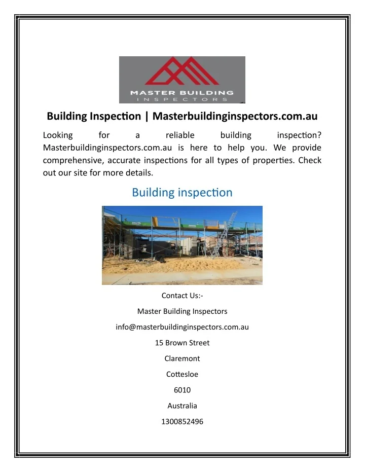 PPT - Building Inspection Masterbuildinginspectors.com.au PowerPoint ...