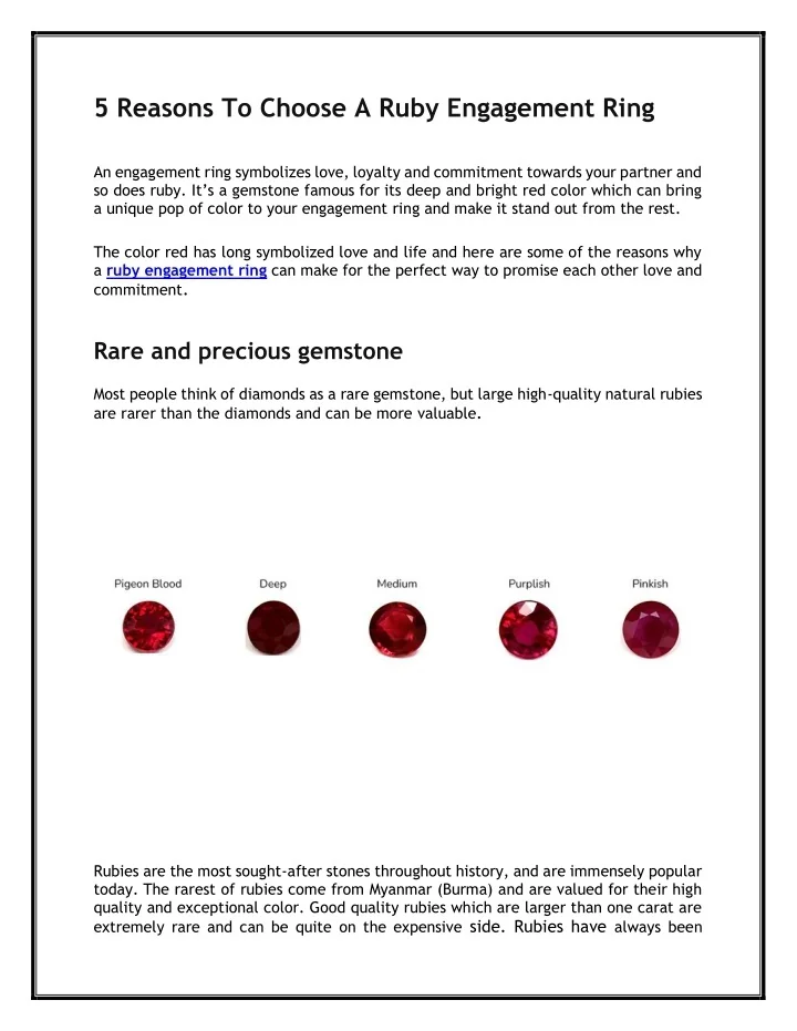 PPT - Why Go for a Ruby Engagement Ring: 5 Compelling Reasons ...