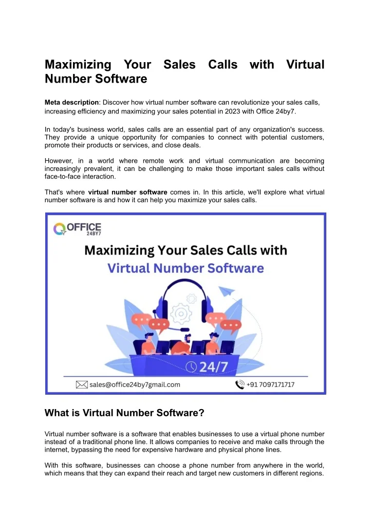 PPT - Maximizing Your Sales Calls with Virtual Number Software ...