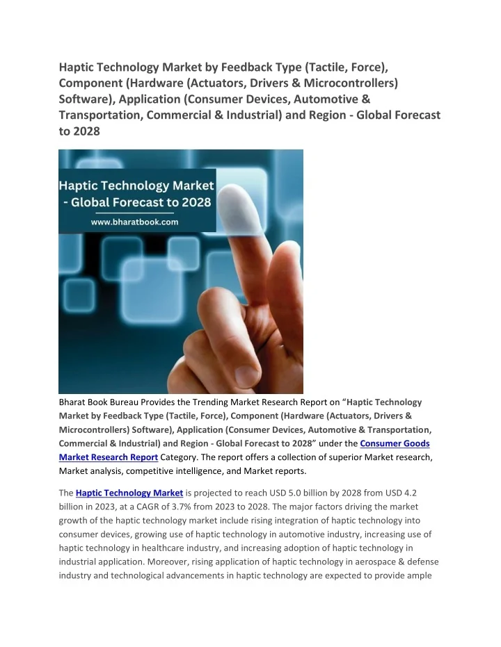 PPT - Haptic Technology Market - Global Forecast to 2028 PowerPoint ...
