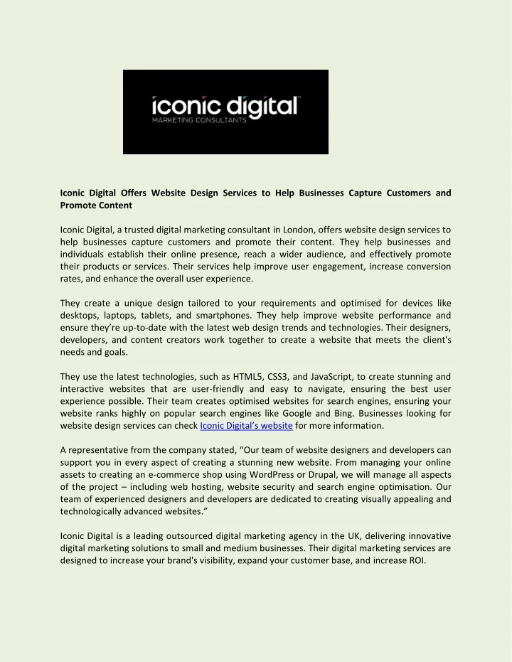 PPT - Iconic Digital Offers Website Design Services to Help Businesses ...