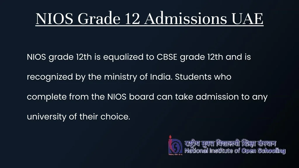 PPT - NIOS 12th Grade Examination in Abu Dhabi PowerPoint Presentation ...