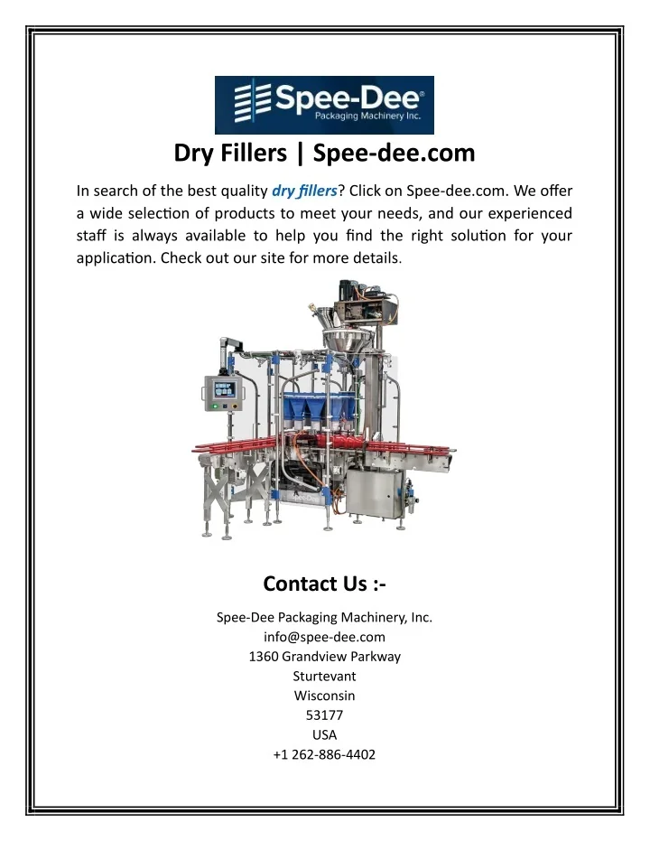 PPT - Dry Fillers | Spee-dee.com PowerPoint Presentation, free download ...