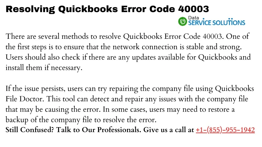 PPT Resolving QuickBooks Error 40003 Troubleshooting Tips And PPT Resolving QuickBooks Error 40003 Troubleshooting Tips And
