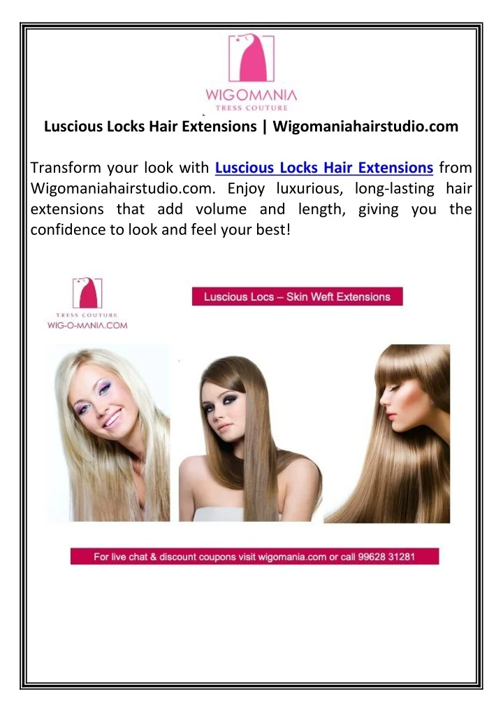 PPT - Luscious Locks Hair Extensions | Wigomaniahairstudio.com ...