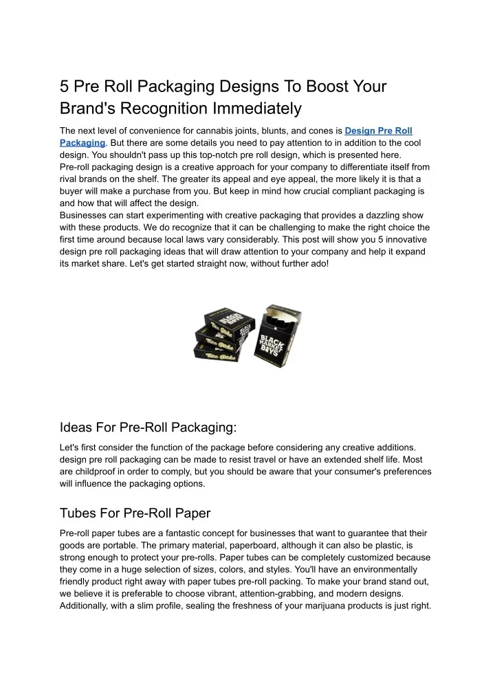PPT - 5 Pre Roll Packaging Designs To Boost Your Brand's Recognition ...