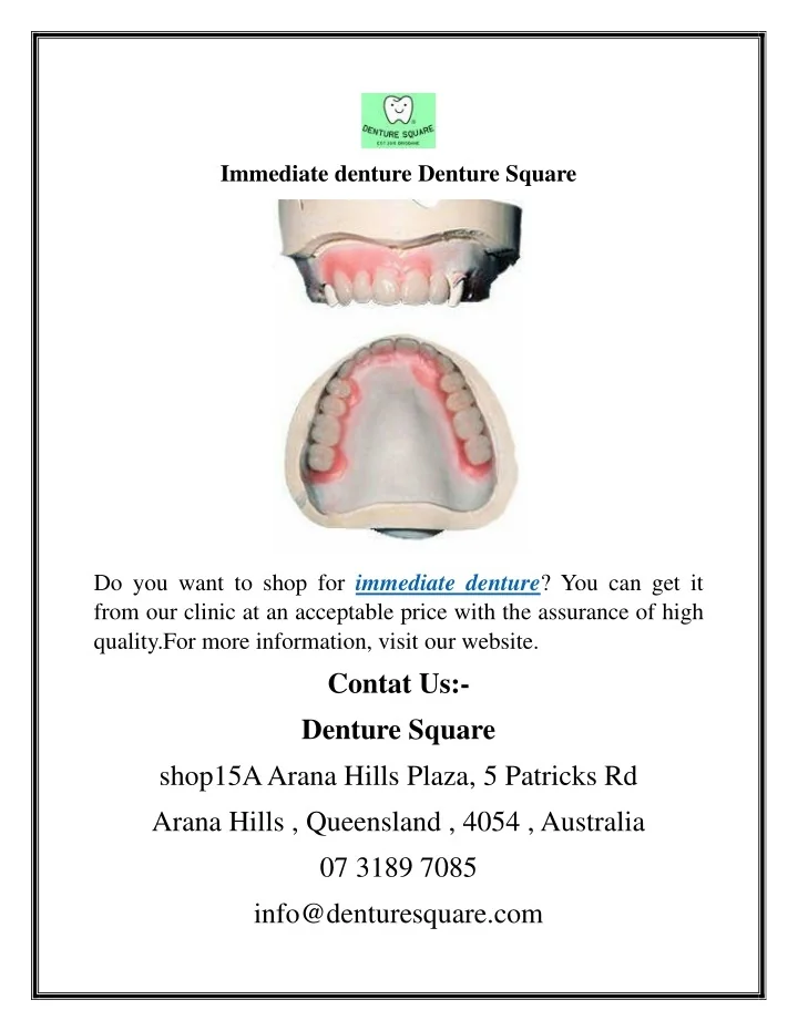 PPT - Immediate denture Denture Square PowerPoint Presentation, free ...
