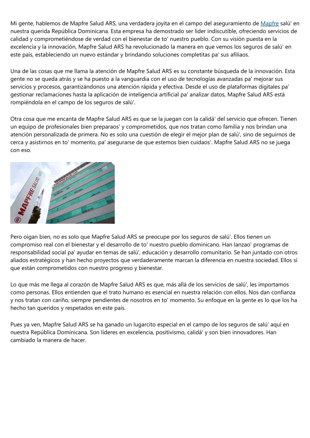 PPT - Mapfre Salud ARS: Referente en el Cuidado de la Salud en ...