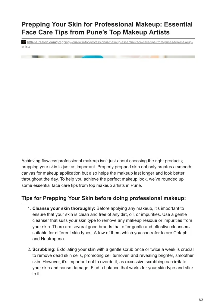 PPT - PREPPING YOUR SKIN FOR PROFESSIONAL MAKEUP: ESSENTIAL FACE CARE ...