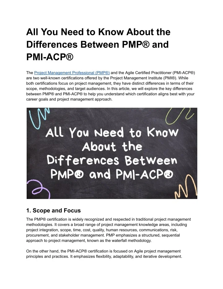 PPT - All You Need to Know About the Differences Between PMP® and PMI ...