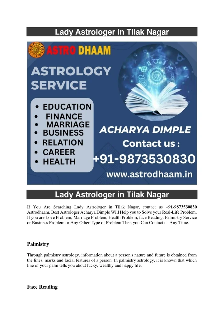 PPT - Lady Astrologer in Tilak Nagar 91-9873530830 PowerPoint ...