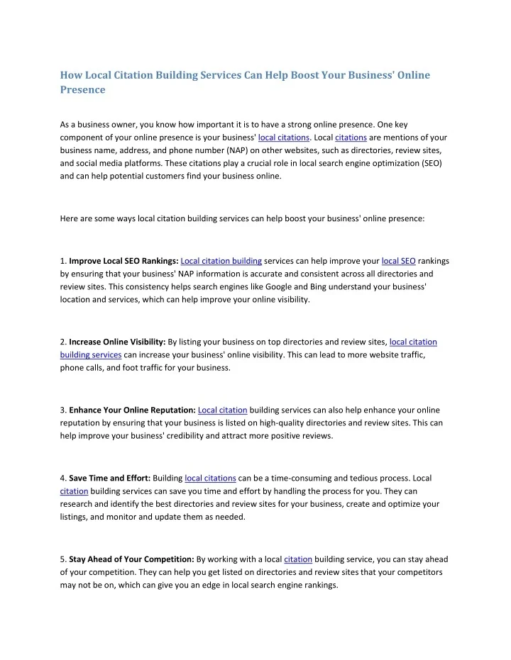PPT - How Local Citation Building Services Can Help Boost Your Business ...