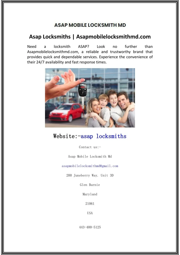 PPT - Asap Locksmiths Asapmobilelocksmithmd.com PowerPoint Presentation ...