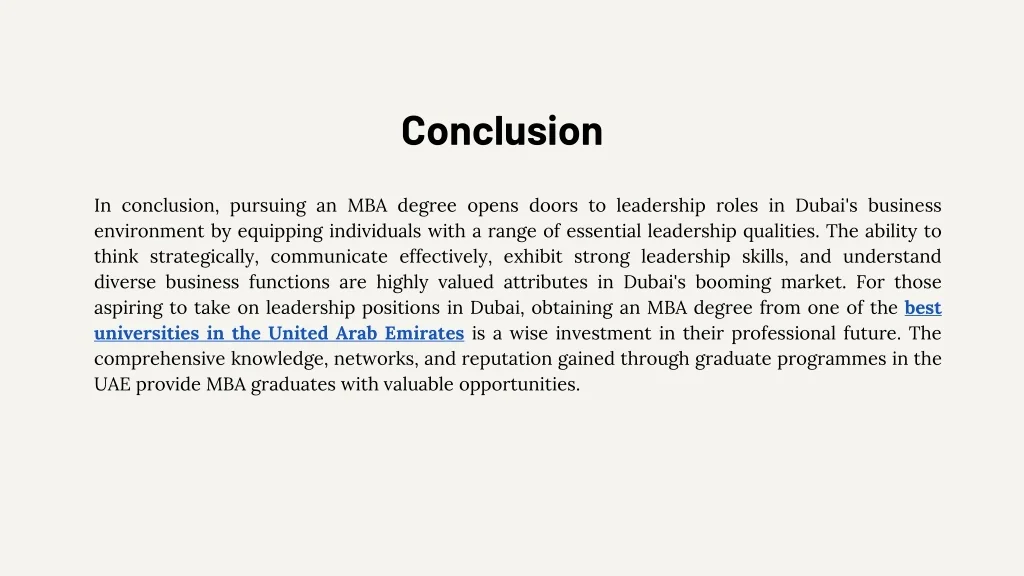 PPT - How Does the MBA Degree Open Doors to Leadership Roles in Dubai’s ...